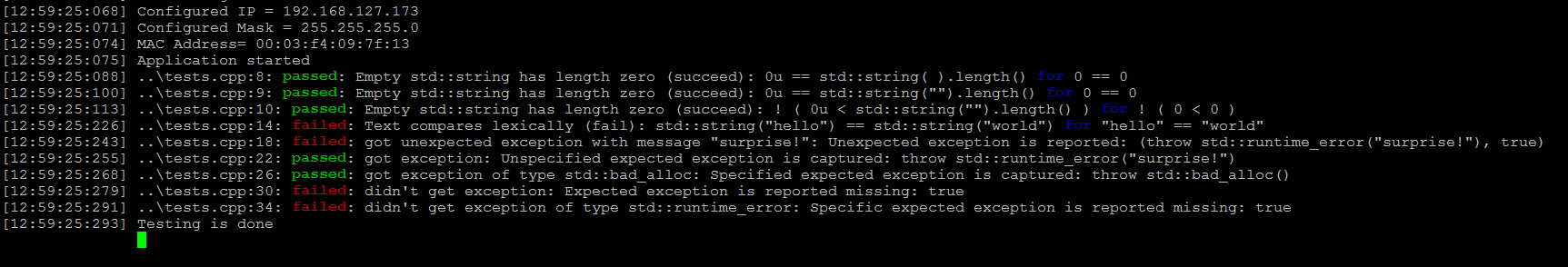 How I run unit tests on NetBurner MOD5441X